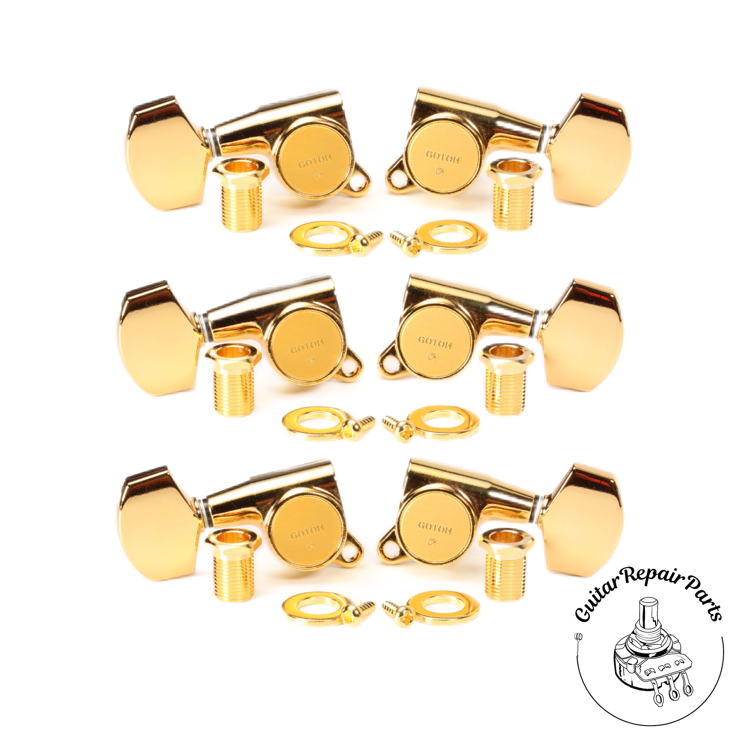Gotoh Guitar Tuning Machine Keys, 3x3 w. Large Buttons SG381-01-L3+R3 ...